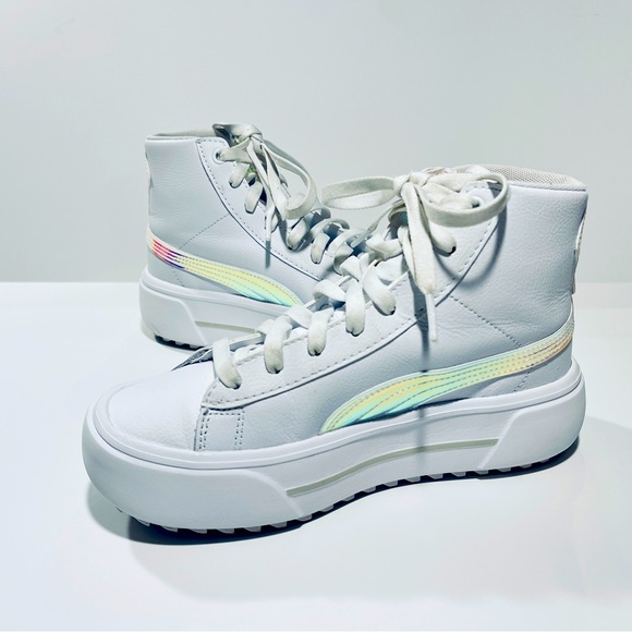 Puma | Shoes | Puma Kaia Girls High Top Iridescent Holographic Platform ...
